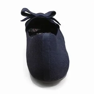 Skechers | Shoes | Skechers Cleo Point Knit Flats Navy Bow Pointed Toe ...